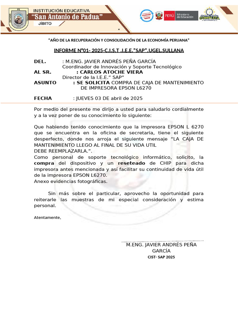 Informe n1 Cist 2025 | PDF