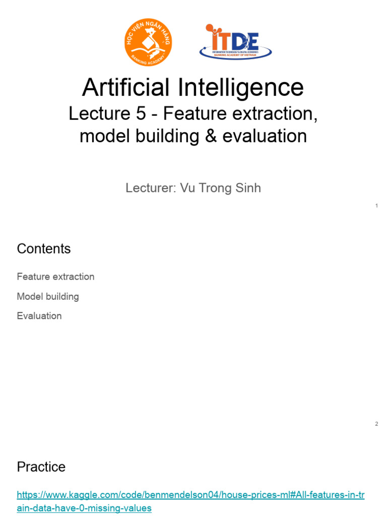 Lecture 5 - Feature Extraction, Model Building & Evaluation | PDF | Cross Validation (Statistics ...