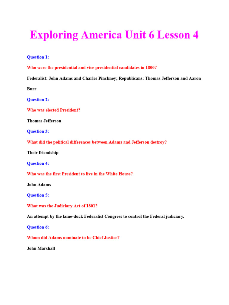 Exploring America Unit 6 Lesson 4 - Chris Houck | PDF