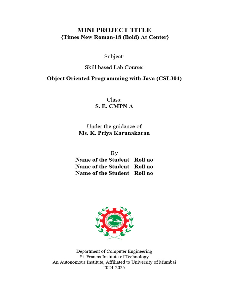 OOPM Project Synopsis-Template PDF | PDF