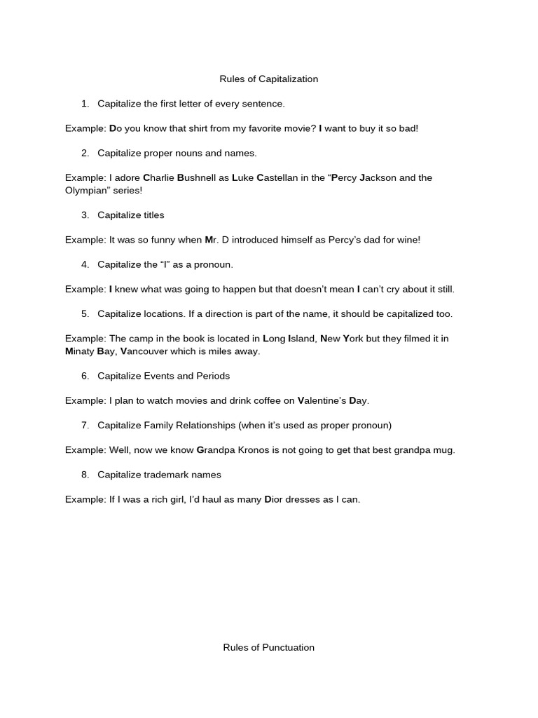 Capitalization and Punctuation Rules | PDF | Punctuation | Orthography