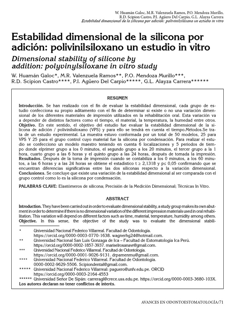 Estabilidad Dimensional de Silicona VPS | PDF | Materiales | Sector ...