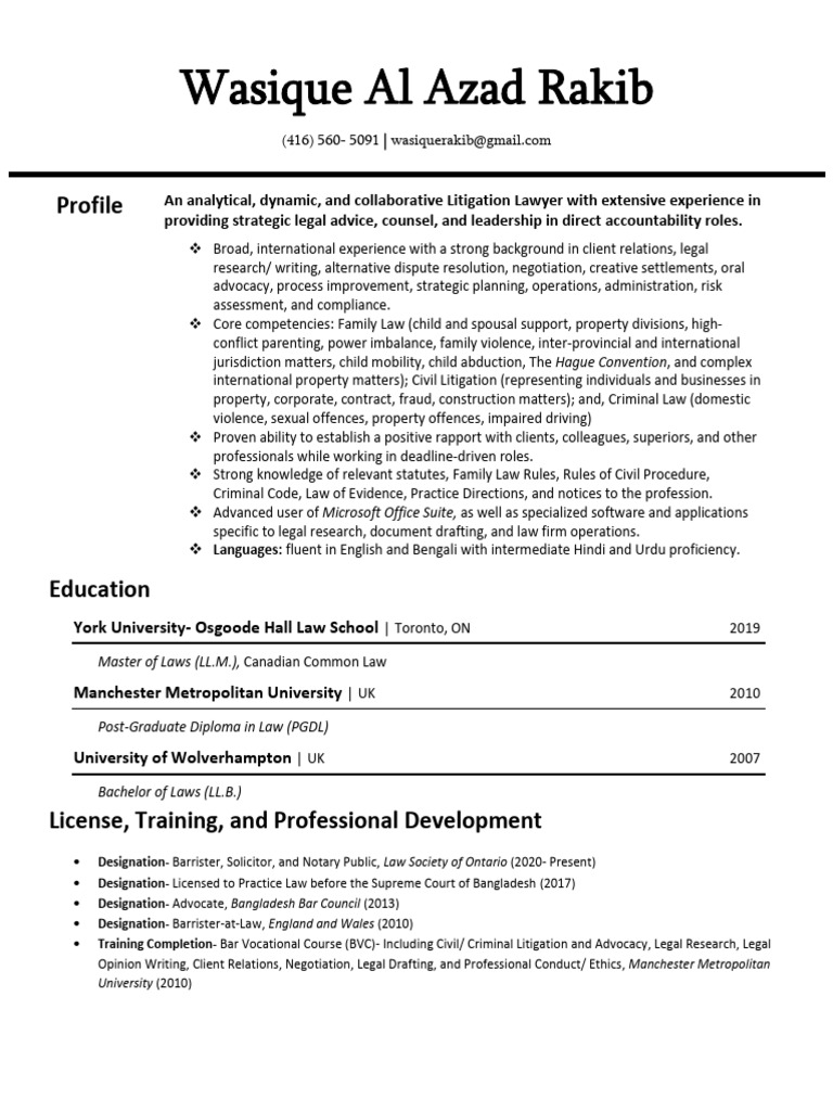 Wasique Al Azad Rakib: Profile | PDF | Barrister | Lawyer