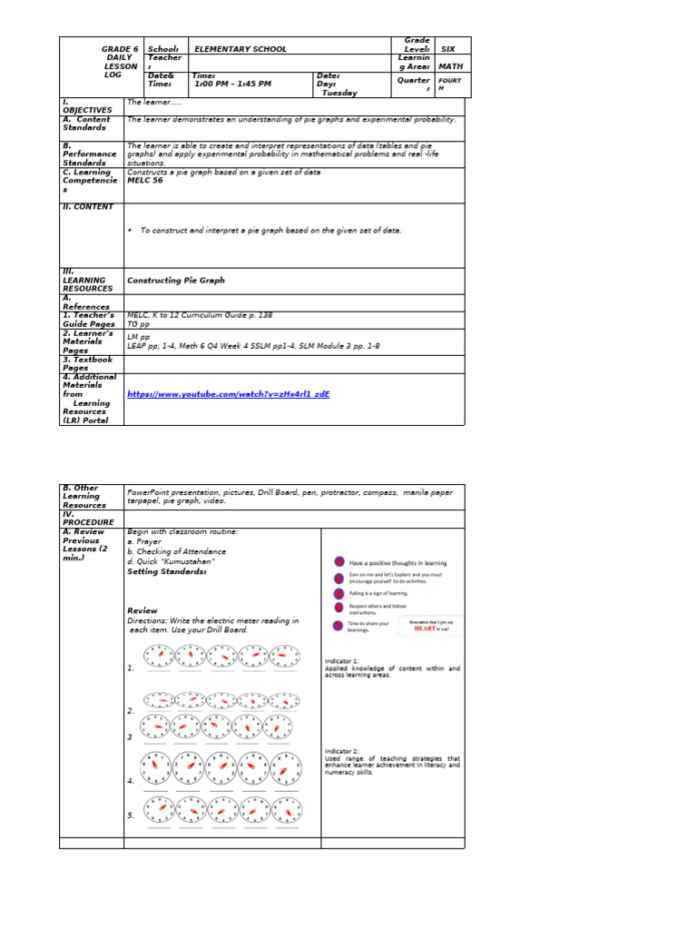 SMAF-MATH &TLE DLL-Feb. 18, 2025 | PDF | Learning | Pie Chart