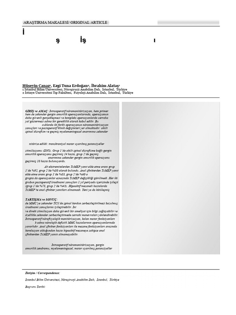 The Results of Untethering Procedures with Intraoperative ...