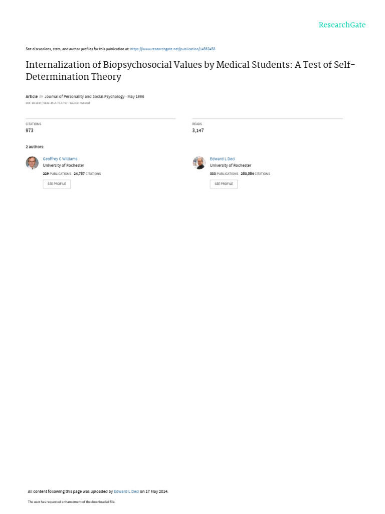 Internalization of Biopsychosocial Values by Medic | PDF | Autonomy ...