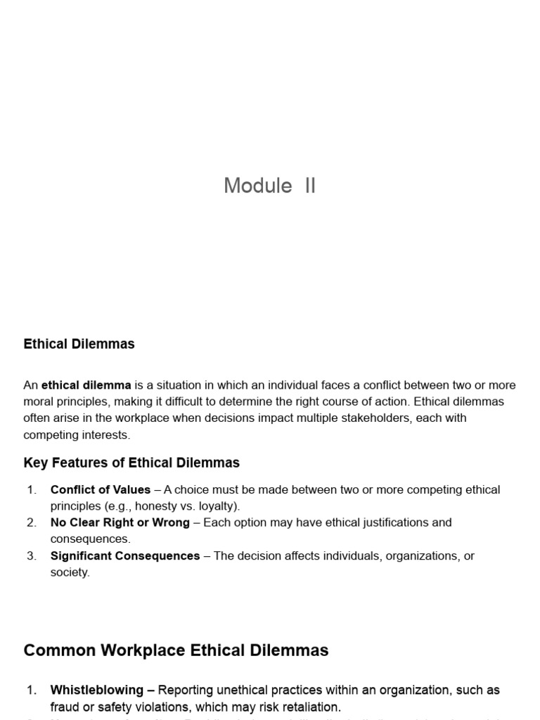 Ethical Dilemmas in the Workplace | PDF | Employment | Conflict Of Interest