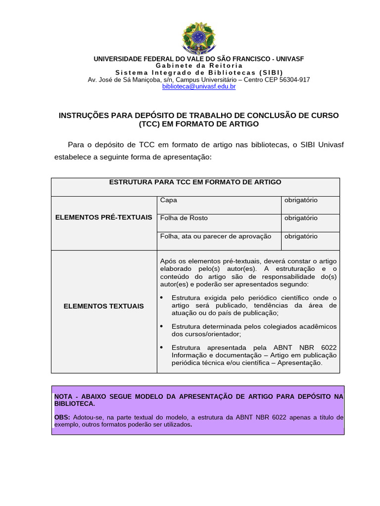 Modelo de TCC Formato Artigo | PDF | Abstract (resumo) | Publicações ...