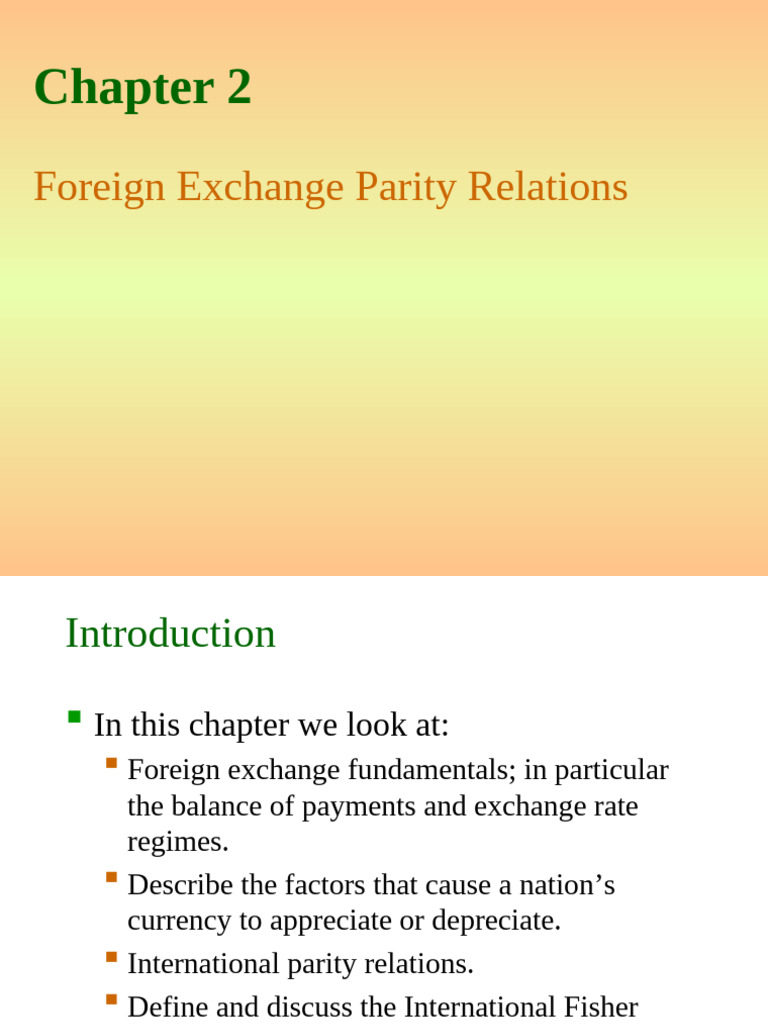 Ch.2 - Foreign Exchange Parity Relations | PDF | Exchange Rate ...