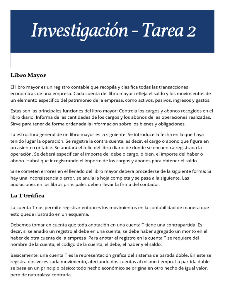 Estructura y Funciones del Libro Mayor | PDF | Contabilidad | Business