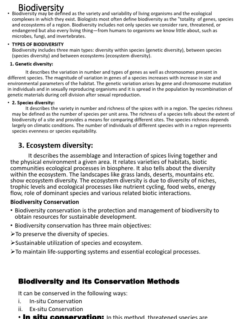 Biodiversity Conservation 8th Part | PDF | Habitat Destruction ...
