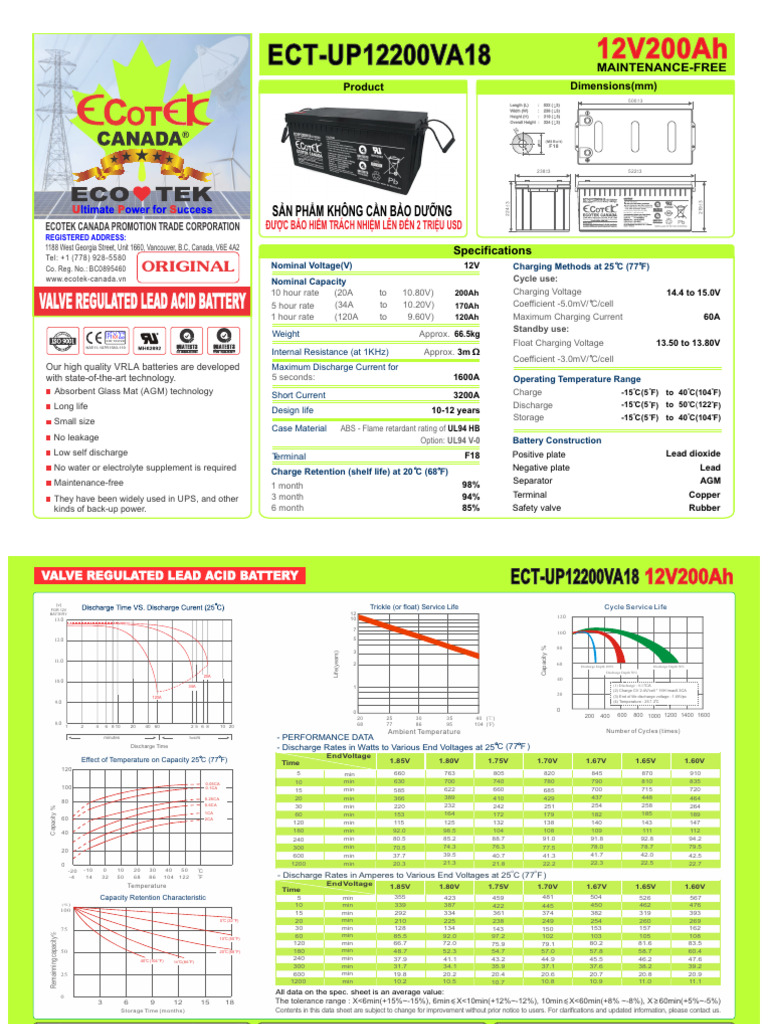010824_ecotek_battery_12v200ah_1 | PDF | Energy Storage | Electricity