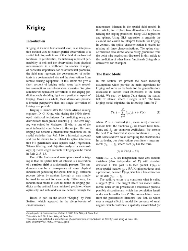 Kriging | PDF | Linear Regression | Bias Of An Estimator