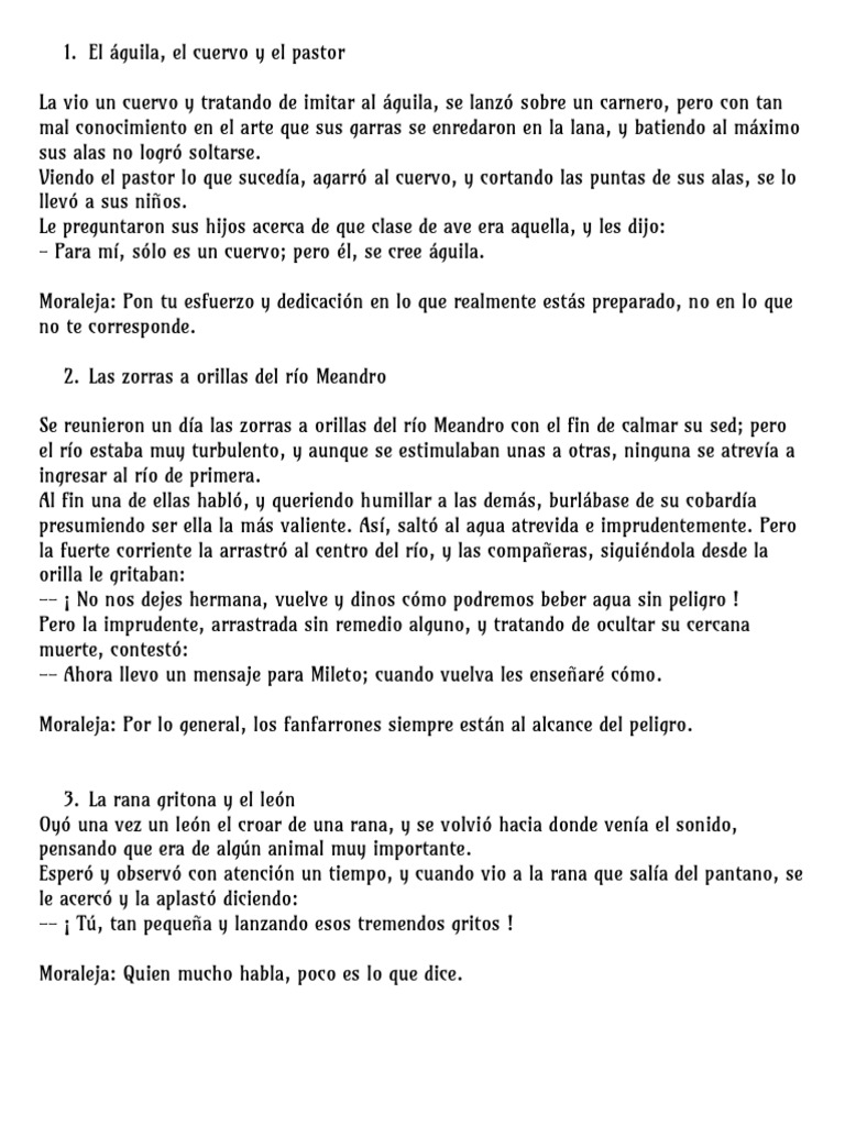 Moralejas de fábulas para primaria | PDF | León