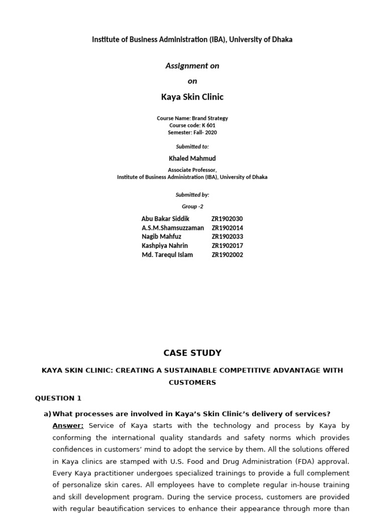 CASE STUDY Kaya Skin Clinic (Group 2) | PDF | Market Segmentation | Loyalty Program