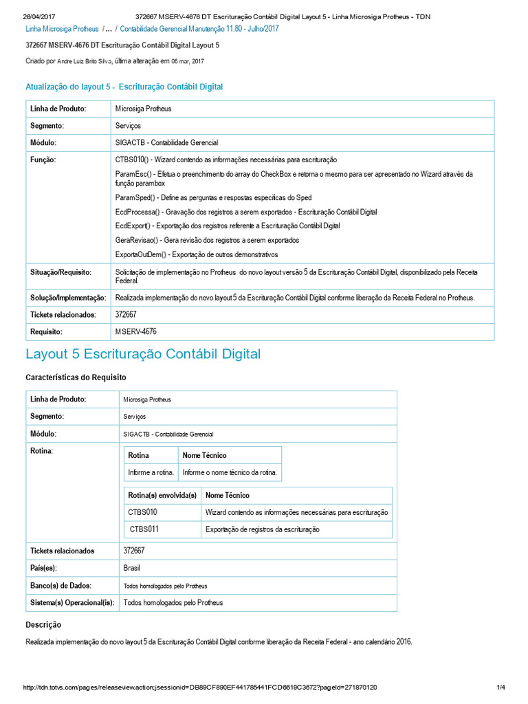 MSERV-4676 DT Escrituração Contábil Digital Layout 5 - Linha Microsiga ...