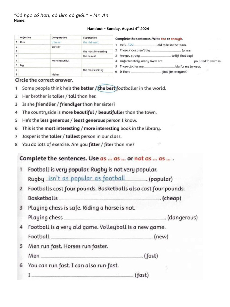 FF5 U3 Handout August4th | PDF