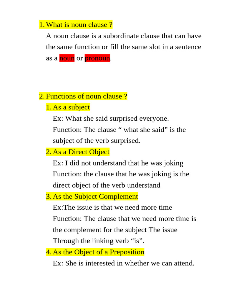 Understanding Noun Clauses and Their Functions | PDF