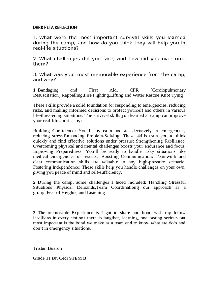 DRRR Peta Reflection | PDF