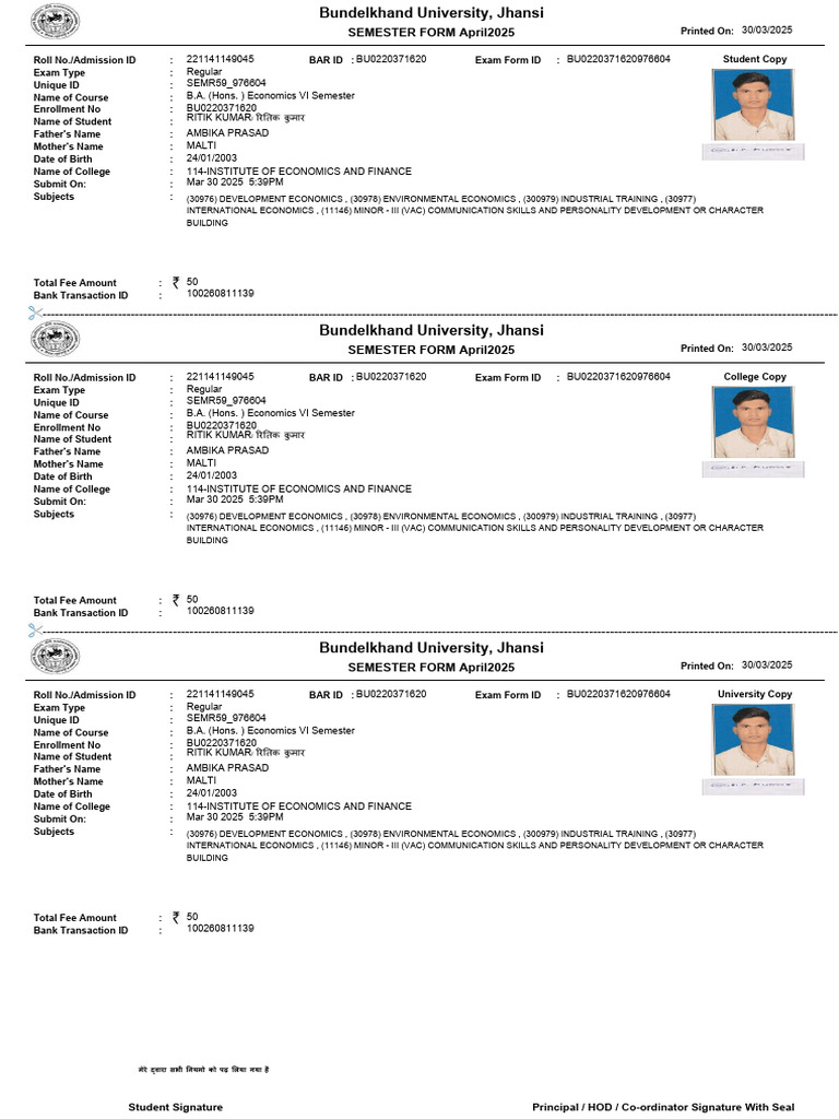 Semester Candidate Details | PDF | Academic Degree | Educational Stages