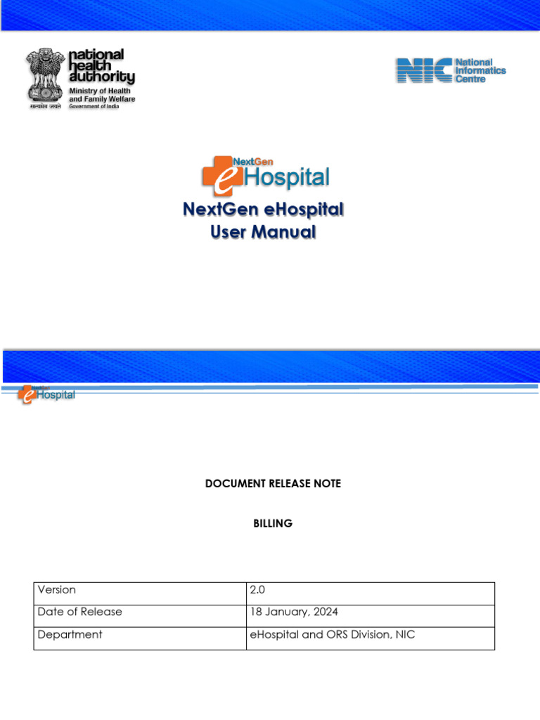 NextGen eHospital Billing User Manual | PDF | Receipt | User (Computing)
