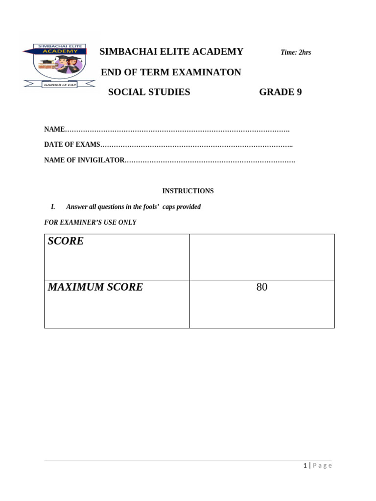 GRADE 9 Social Studies - Copy | PDF