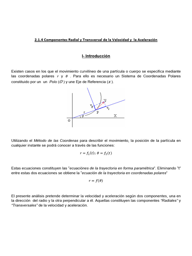 Componentes Radial y Transversal en Movimiento | PDF | Velocidad ...