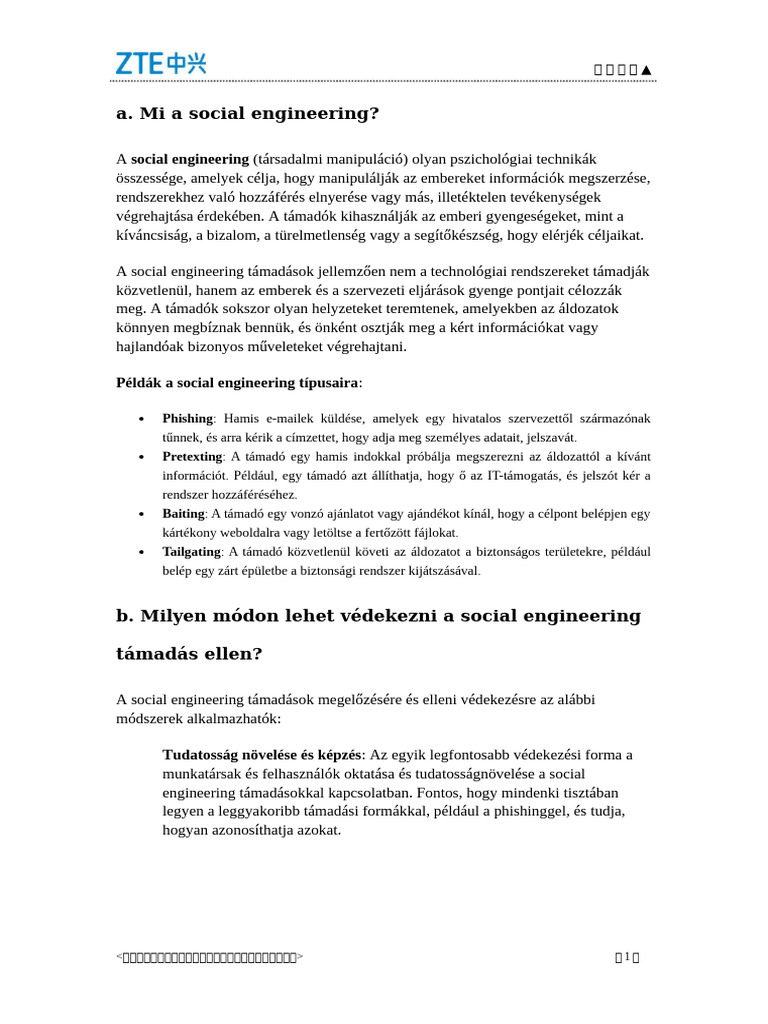 Tétel Social Engineering | PDF