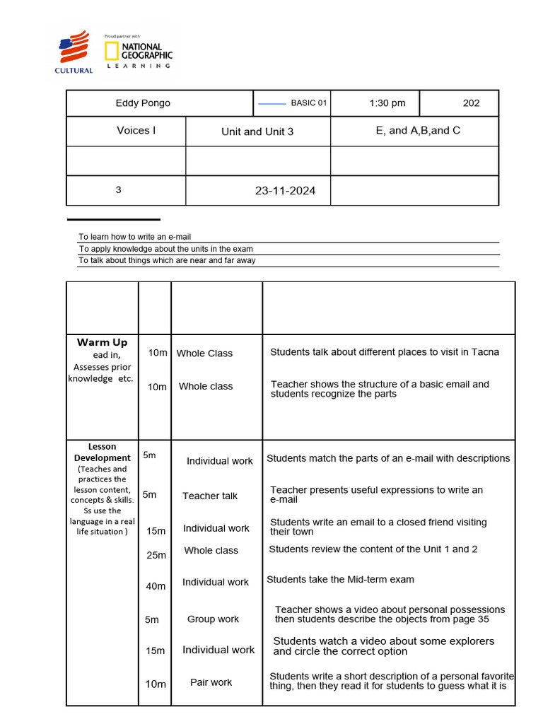 LESSON PLAN Weekend 3rd Class | PDF | Teachers | Lesson Plan