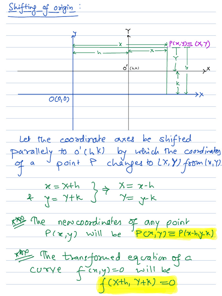 Shifting of Origin, Rotation of Axes and Locus | PDF | Geometry ...
