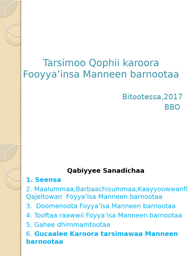 Tarsimoo Raawwatinsa FMB | PDF