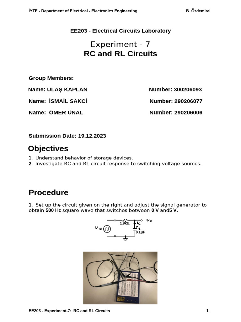 RC and RL Circuits Experiment Report | PDF | Electrical Network | Capacitor
