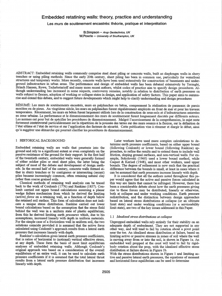 Embedded Retaining Walls Overview | PDF | Companies | Public Sphere
