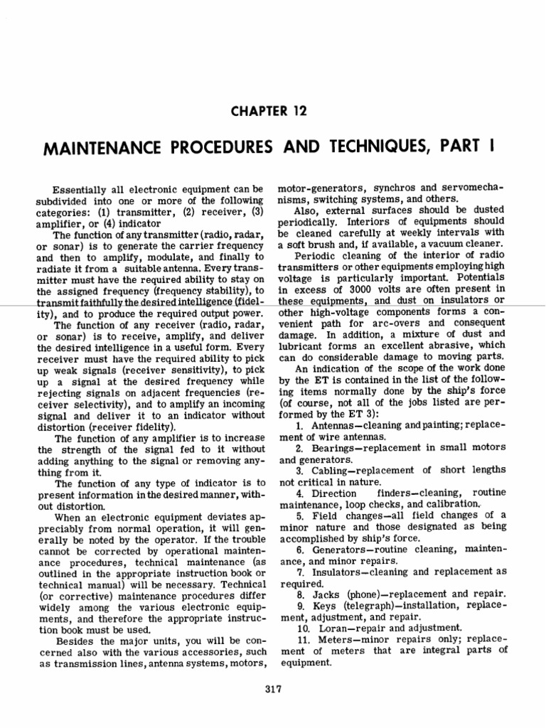 Electronic maintenance procedures | PDF