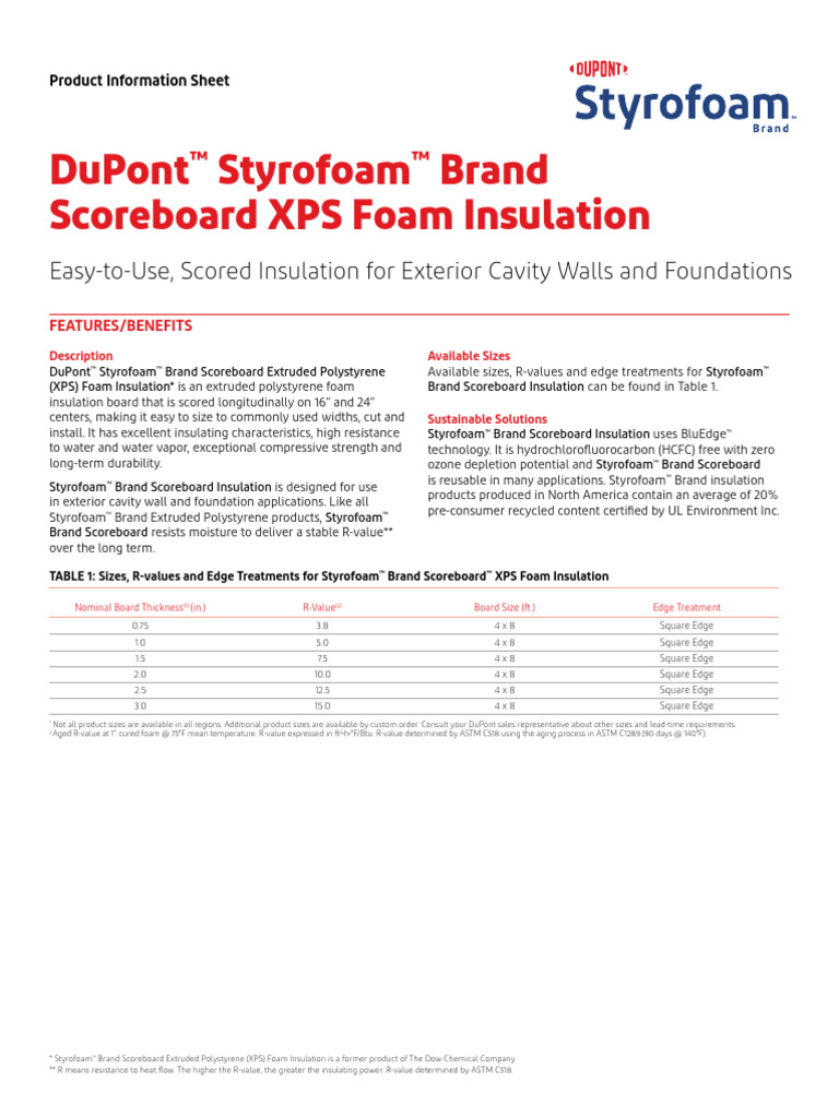 DUPONT - Styrofoam Brand Scoreboard Pis 43 D100088 enUS | PDF ...