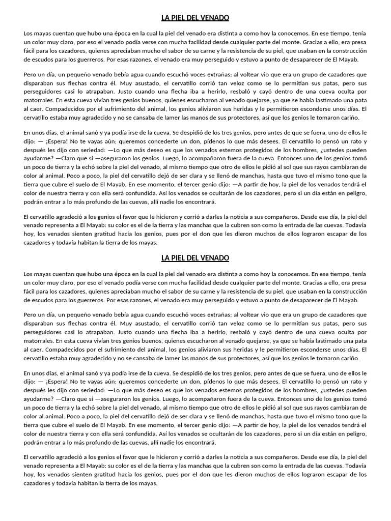La Piel Del Venado | PDF