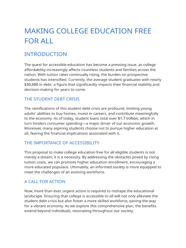 Free College Education for All | PDF | Taxes | Poverty