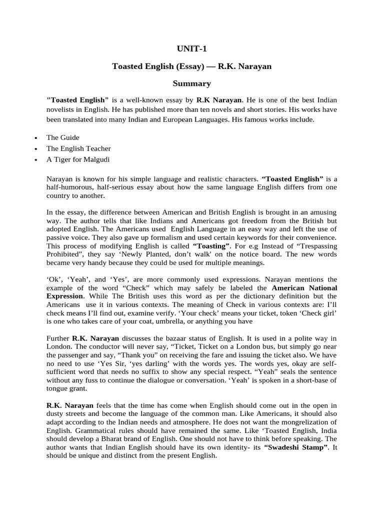 Unit 1 Toasted English | PDF | English Language | Languages