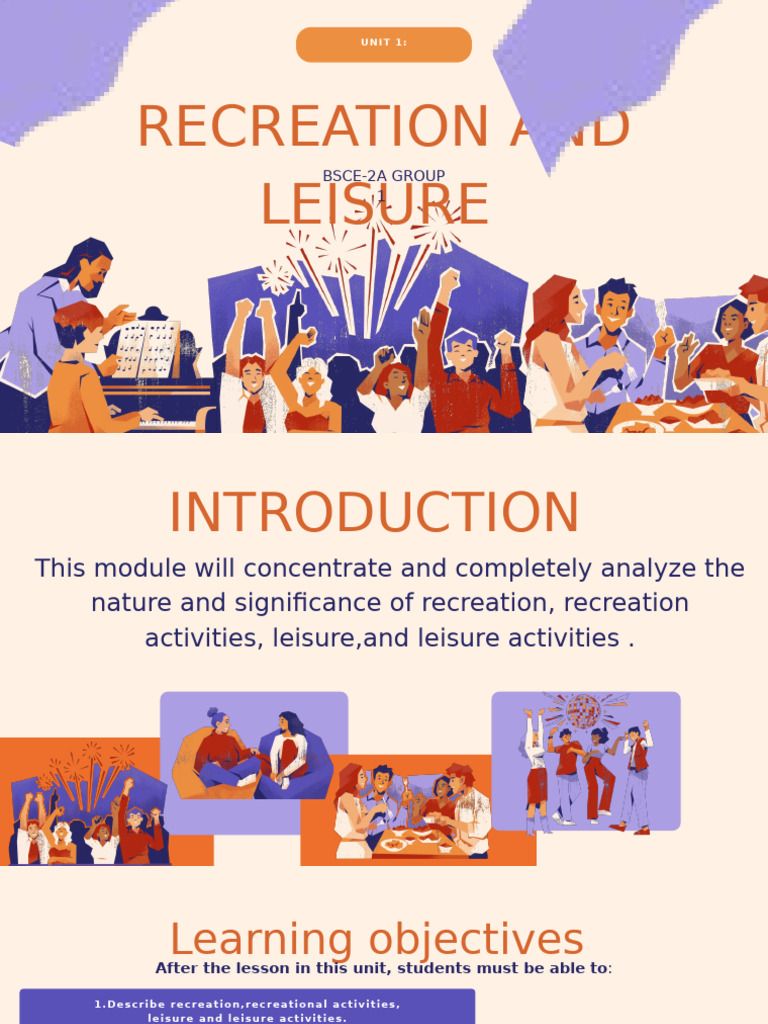 Summer Break Leisure Activity Presentation in Purple and Orange Vector ...