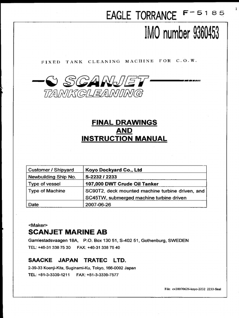 F-5185 Fixed Tank Cleaning Machine For Cow | PDF