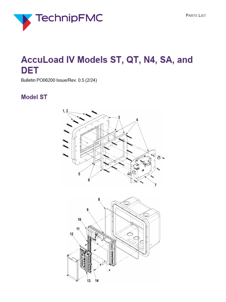 Lista de Peças AccuLoad IV Modelos ST - QT - N4 - SA e FUEL-FACS - DET ...