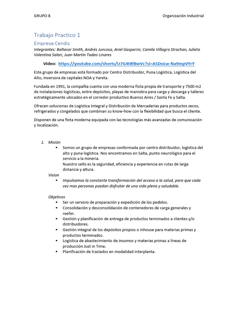 TP1 Organizacion Industrial | PDF | Logística | Business