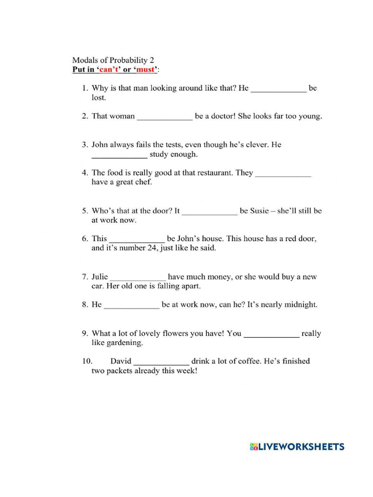 Worksheet Can Must | PDF