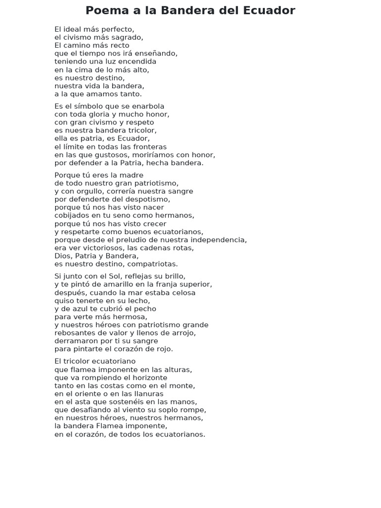Poema A La Bandera Del Ecuador | PDF