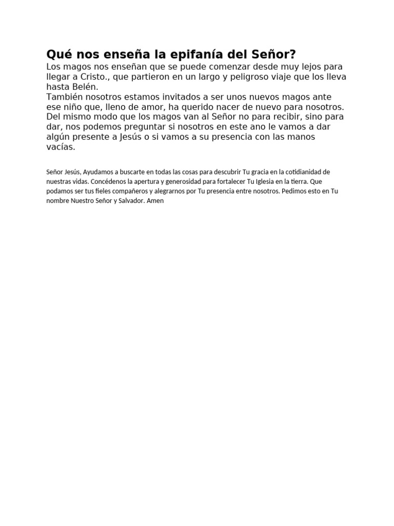 Lecciones de la Epifanía del Señor | PDF