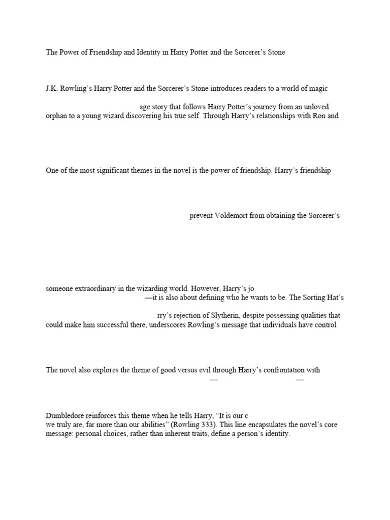 Friendship and Identity in Harry Potter | PDF | J. K. Rowling ...