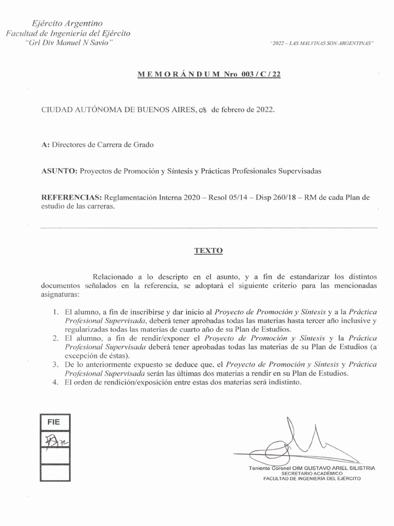 Memo 003 Sec Acad - Defensa de PPS y PPS | PDF