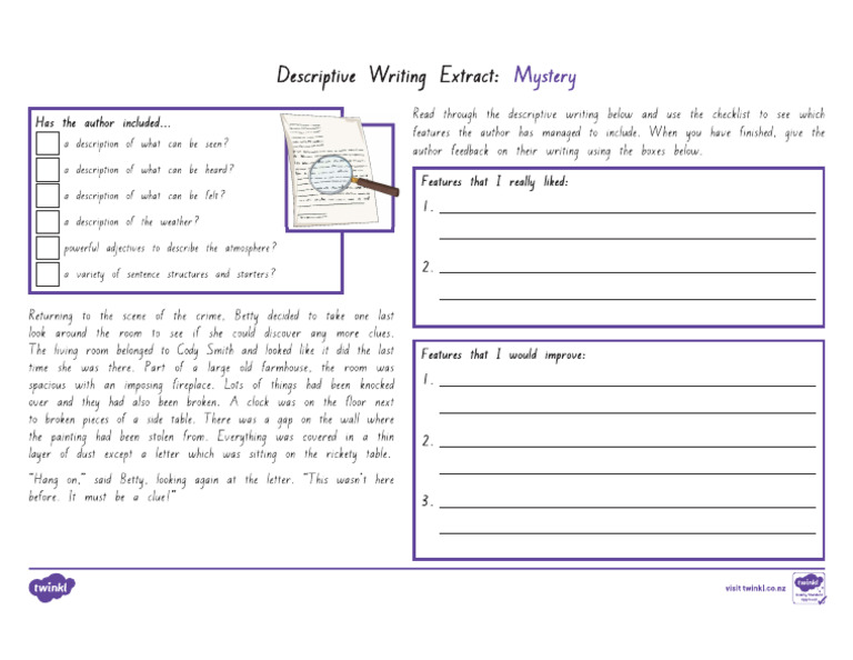 Descriptive Writing Extract Mystery | PDF