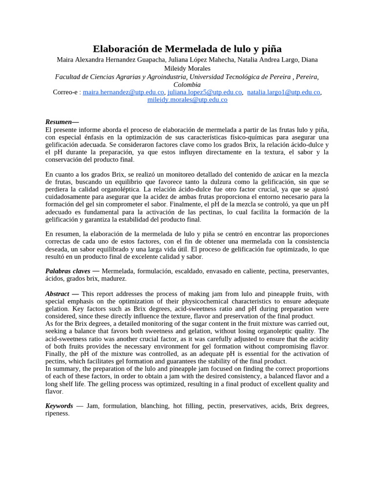 Elaboración de Mermelada | PDF | Concentración