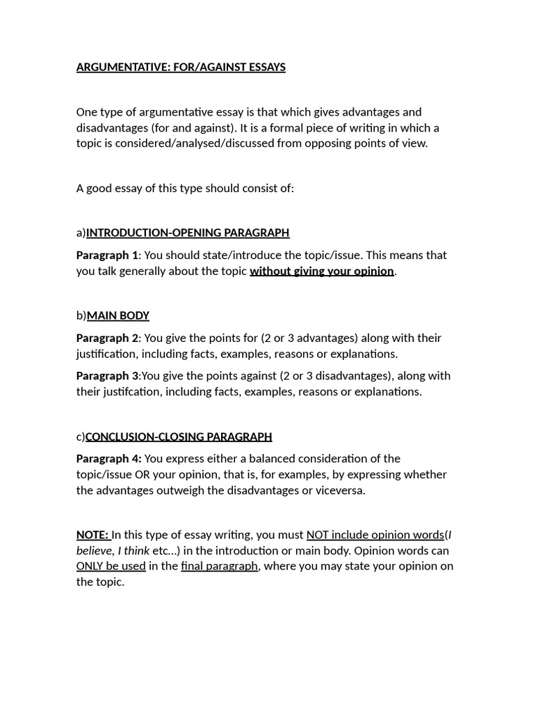 Argumentative Essays | PDF | Essays | Opinion